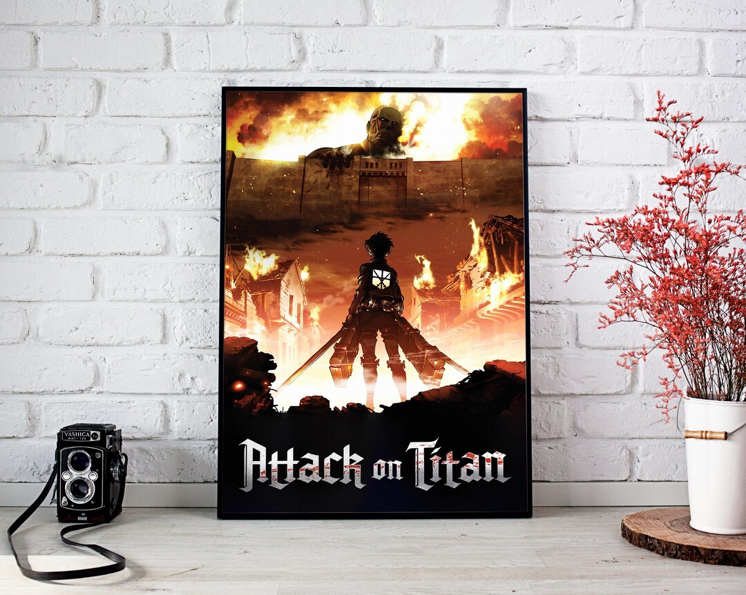 AOT Poster, Epic Anime Art, Iconic Anime Poster, Colossal Titan & Eren ...