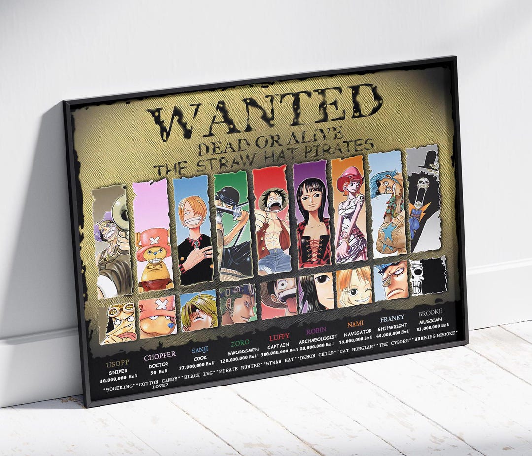 One Piece Wanted Poster Straw Hat Pirates Bounty Wall Art Anime Poster ...