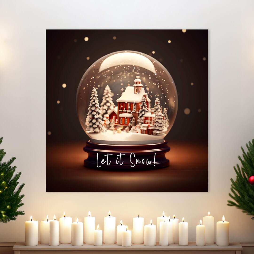 Snow Globe Let It Snow Canvas Print Aesthetic Christmas Wall Decor ...