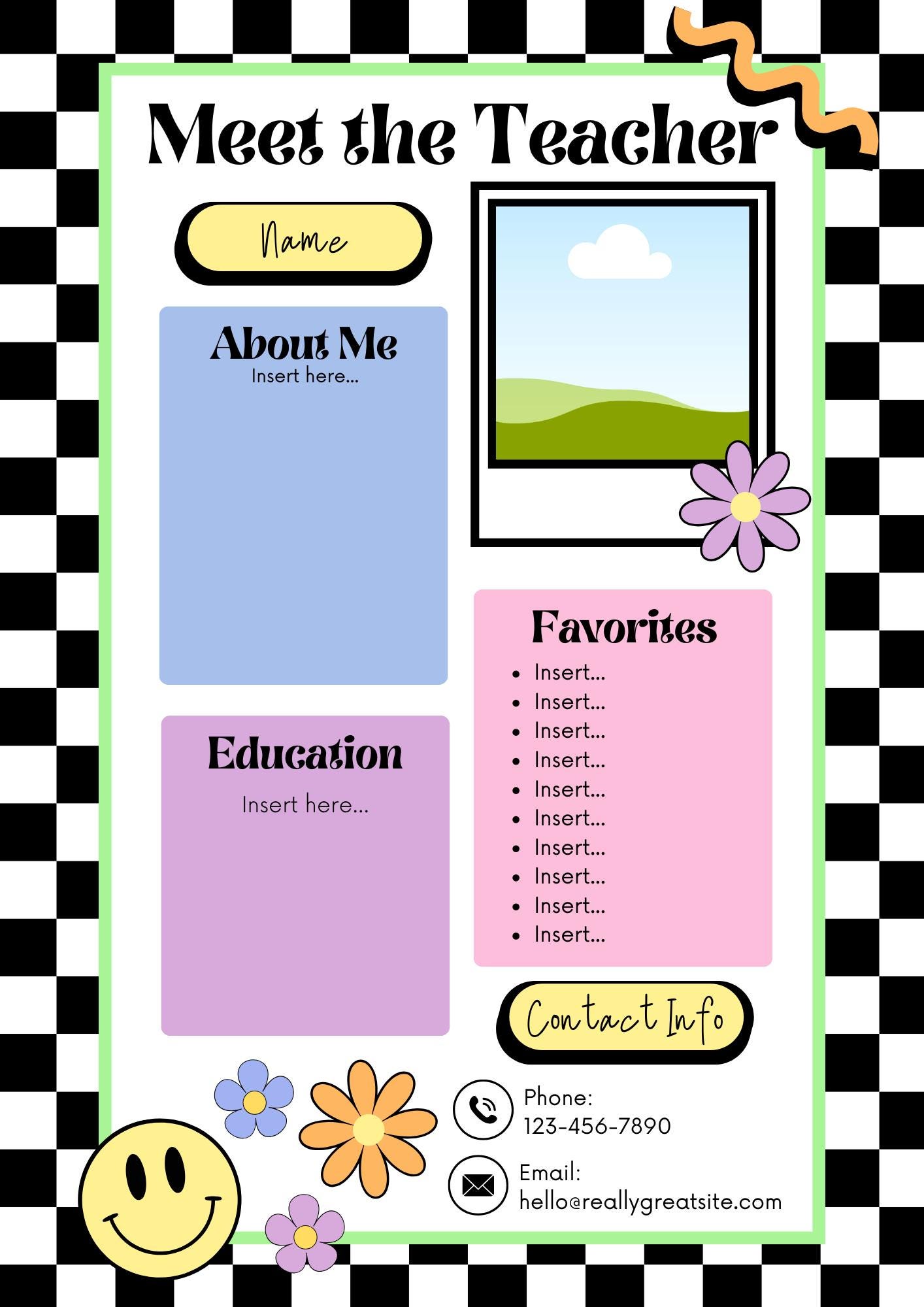 Meet the Teacher Flyer Meet the Teacher Template | Checkered Meet the ...