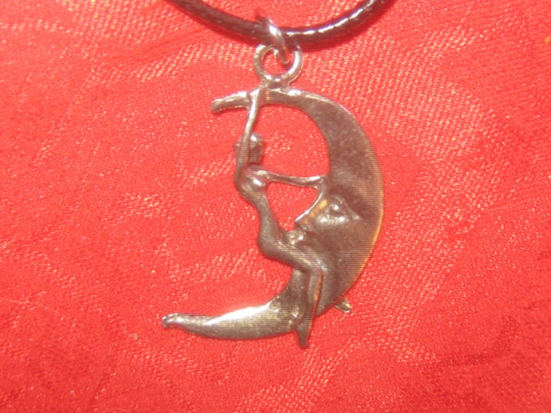 Lady Riding the Moon Lead Free Pewter Pendant Necklace - Etsy