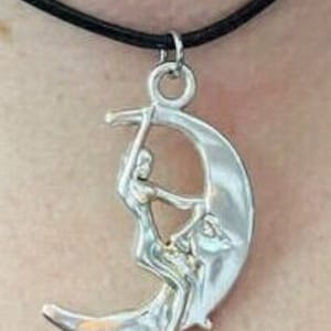 Lady Riding the Moon Lead Free Pewter/zinc Pendant Necklace - Etsy