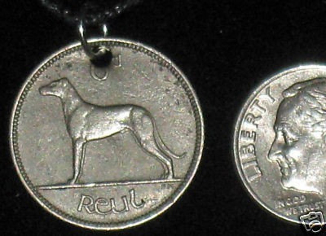 Authentic Vintage Irish Wolfhound Coin Pendant Charm Necklace - Etsy