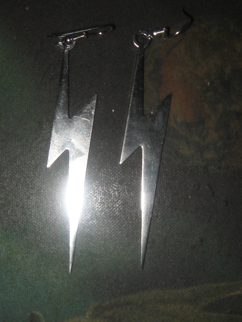 New Large Stainless Steel Lightning Bolt Earrings - Etsy