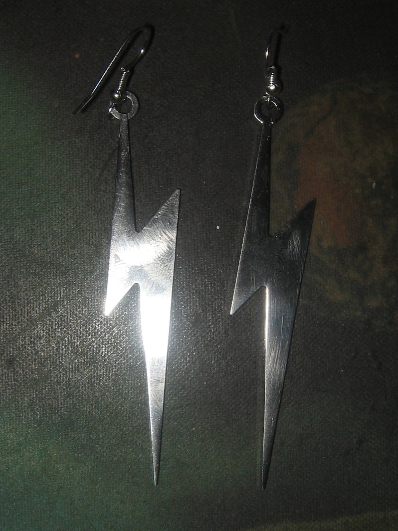 New Large Stainless Steel Lightning Bolt Earrings - Etsy