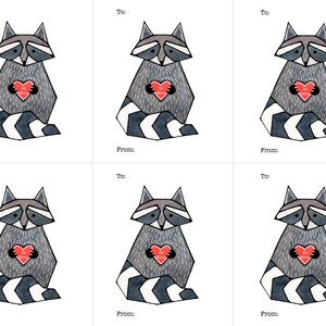 Kid's Valentine's Cards for School. Cute Hedgehog and Raccoon Valentine ...