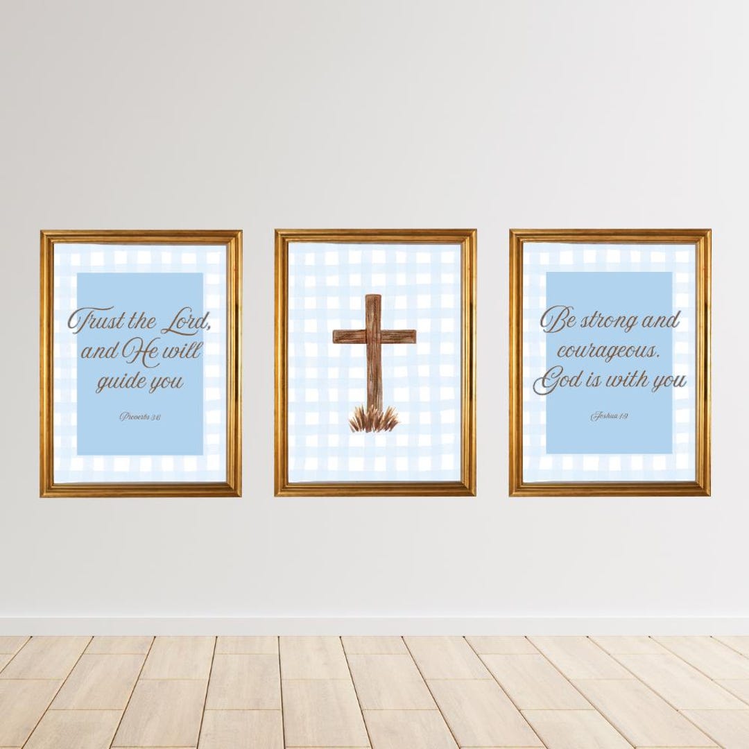 Graceful Faith Trio: Blue Inspirational Wall Art - Etsy