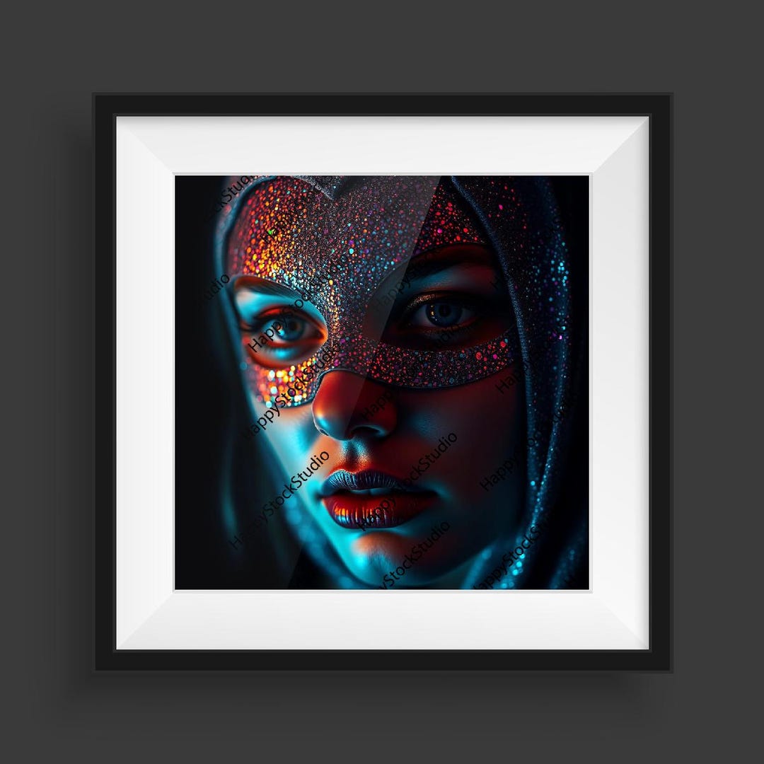 Colorful Woman With a Mask AI Art | Digital Download | Printable Wall ...