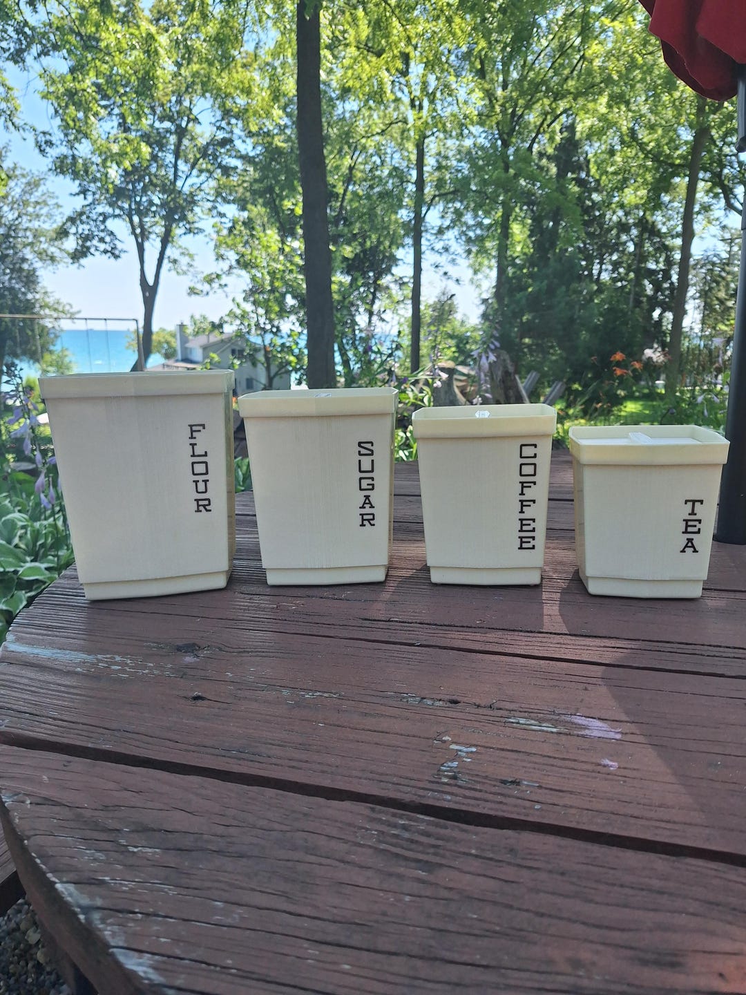 Vintage Max Klein Canister Set of 4 Cream With Brown Lettering-hard ...