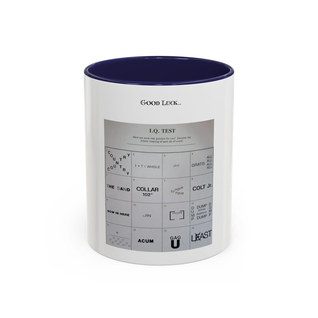 I.Q. Test Accent Coffee Mug | Funny Gift, Office Humor, Creative ...