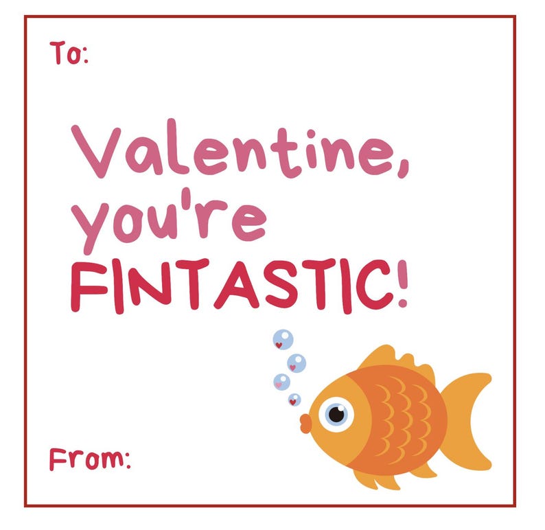 Fish-themed Valentine's Day Cards for Toddlers – Printable & Cute ...