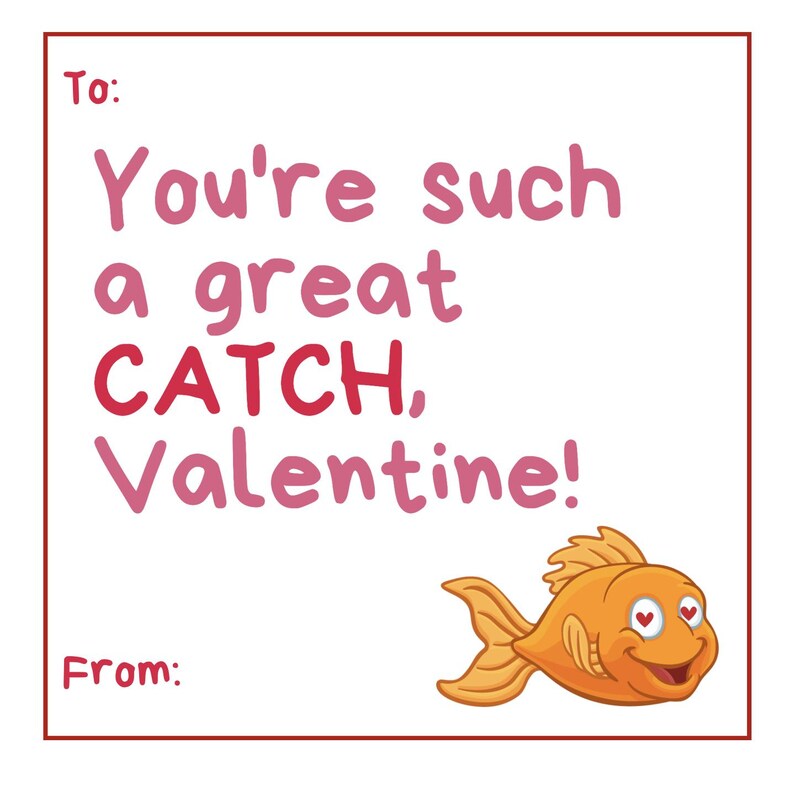 Fish-themed Valentine's Day Cards for Toddlers – Printable & Cute ...