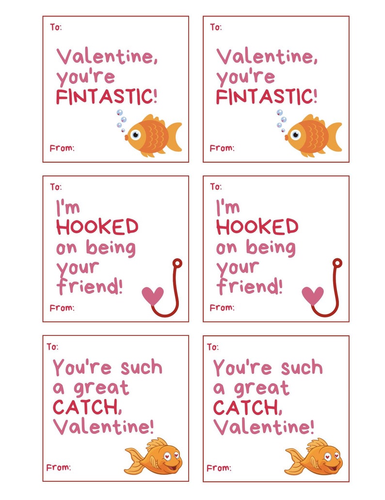 Fish-themed Valentine's Day Cards for Toddlers – Printable & Cute ...
