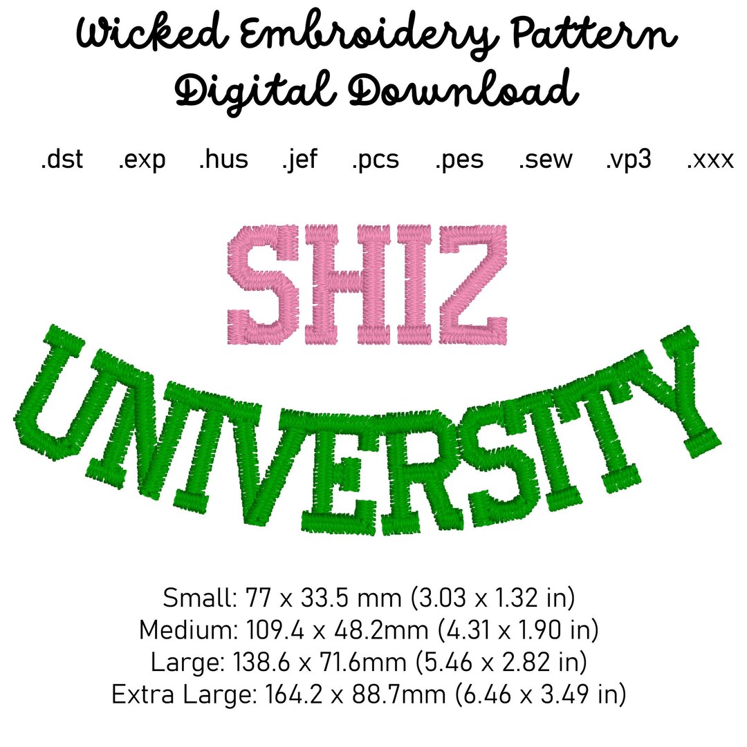 Wicked Inspired Embroidery Pattern - Shiz University - Etsy