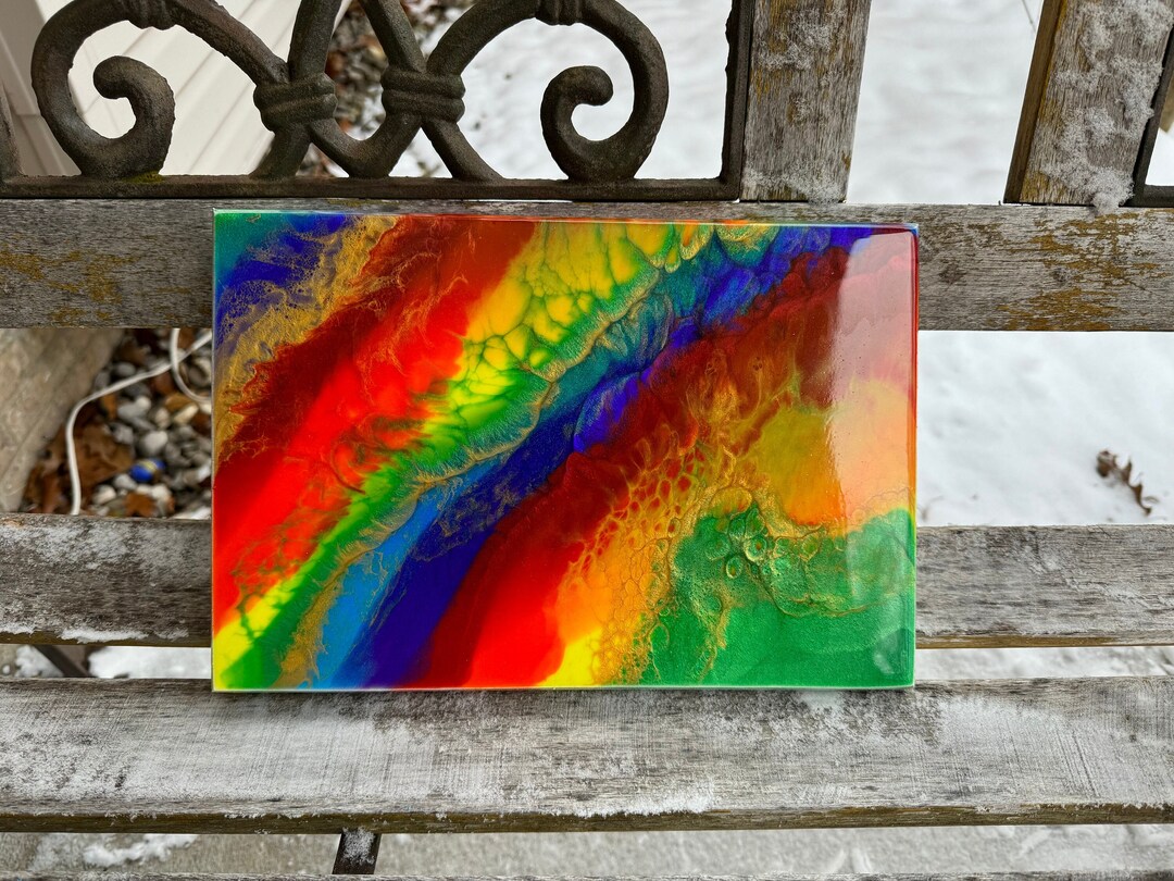 Rainbow Wave Wall Art Epoxy Resin Cells Karenhammondart Great Gift Idea ...
