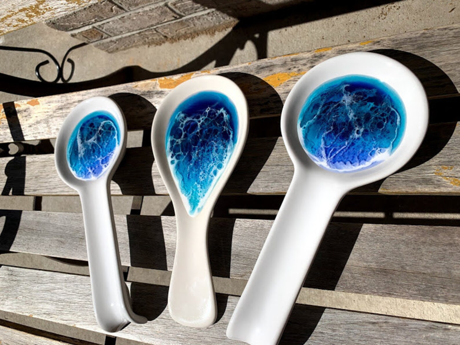 White Ceramic Spoonrest Spoon Rest Beachy Coastal Lake - Etsy