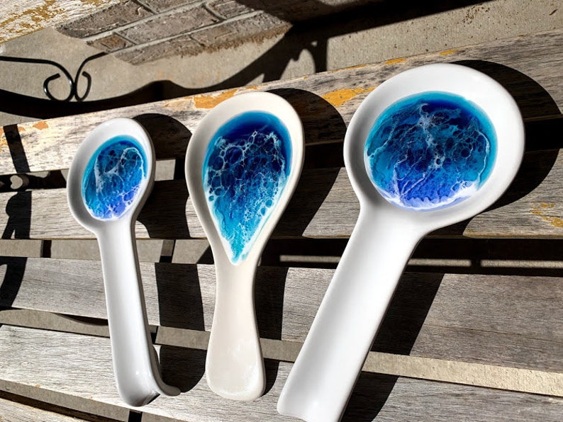 White Ceramic Spoonrest Spoon Rest Beachy Coastal Lake - Etsy