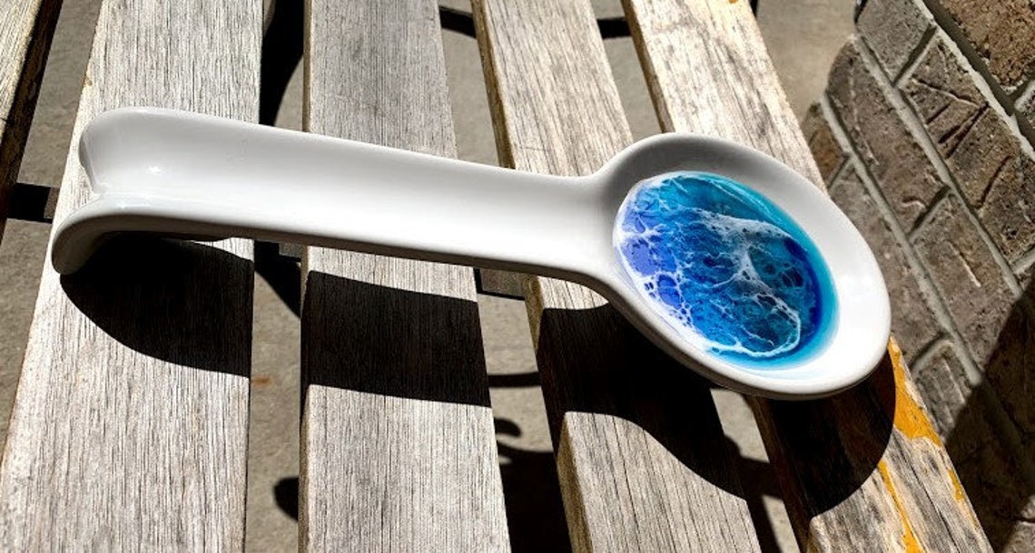 White Ceramic Spoonrest Spoon Rest Beachy Coastal Lake - Etsy