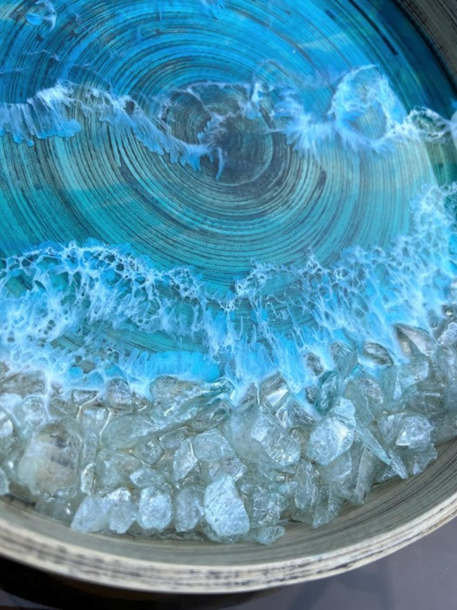 Beach Tray Round Clear TEAL Blue Water Beach Glass Seaglass - Etsy