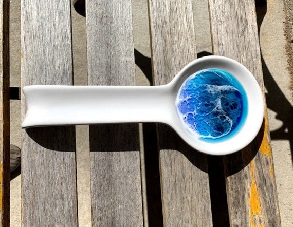White Ceramic Spoonrest Spoon Rest Beachy Coastal Lake - Etsy