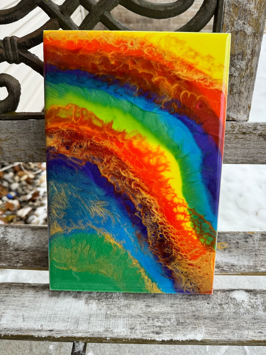 Rainbow Wave Wall Art Epoxy Resin Cells Karenhammondart Great Gift Idea ...