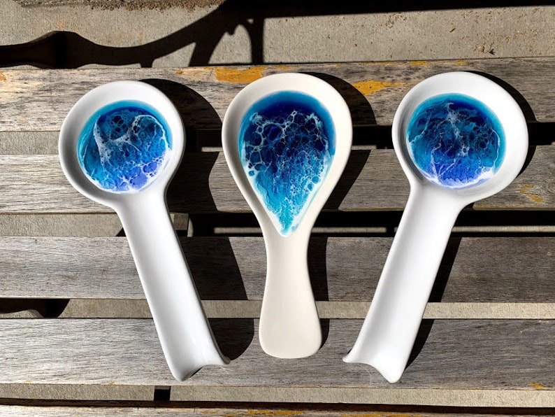 White Ceramic Spoonrest Spoon Rest Beachy Coastal Lake - Etsy