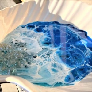 Acrylic Shell Beach Trinket Dish Blue Water White Wave Washing up ...