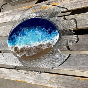 Glass Fish Dish Tray Beach Lake Michigan Sand Pebbles Great - Etsy