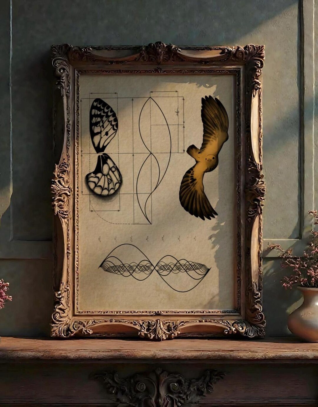 Wing Resonance Art Print – Sacred Geometry, Bird & Butterfly - Etsy