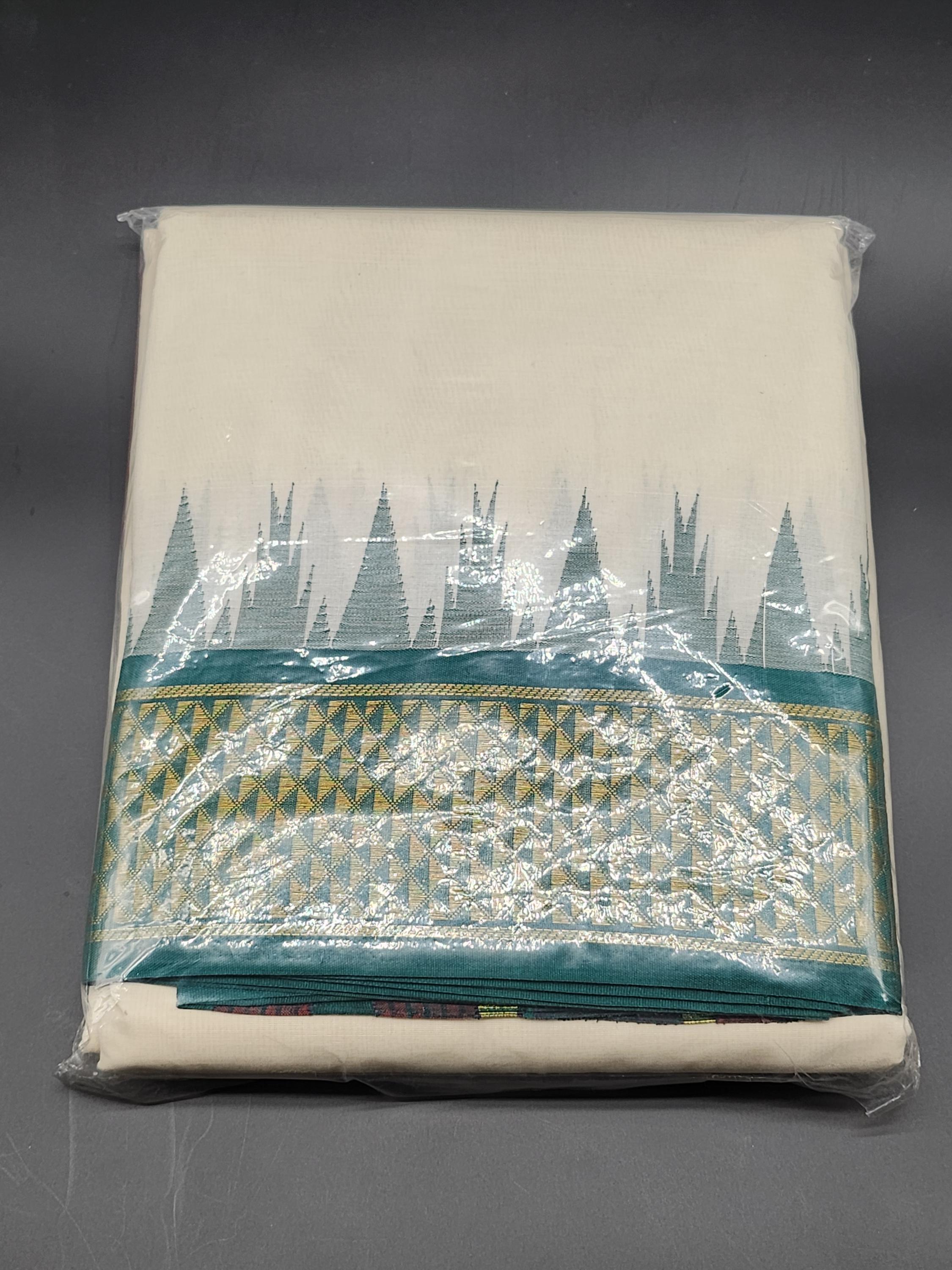 Temple Border White Dhoti With Red and Green Color Borders - Etsy