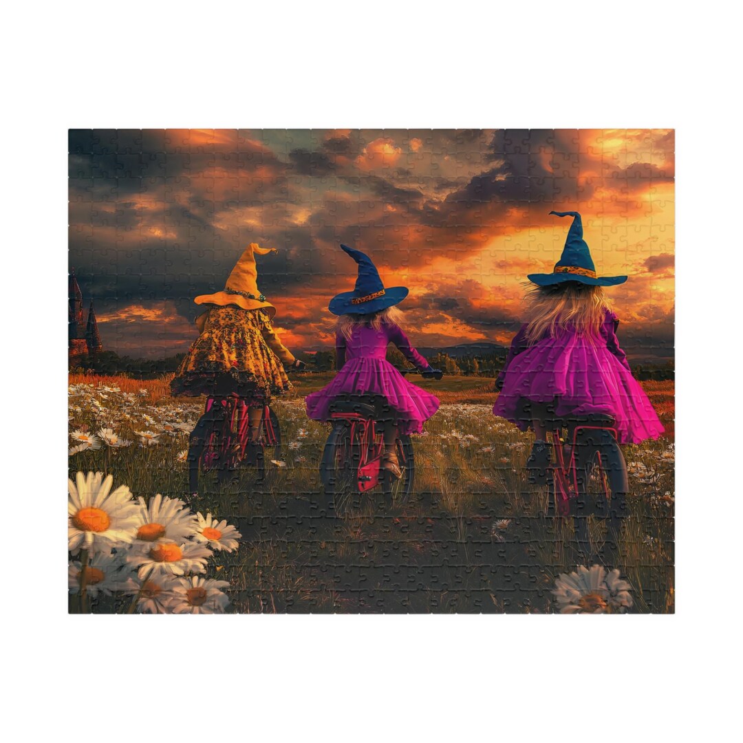 Jigsaw Puzzle Three Little Witches Over a Field of Daisies 520 Pieces ...