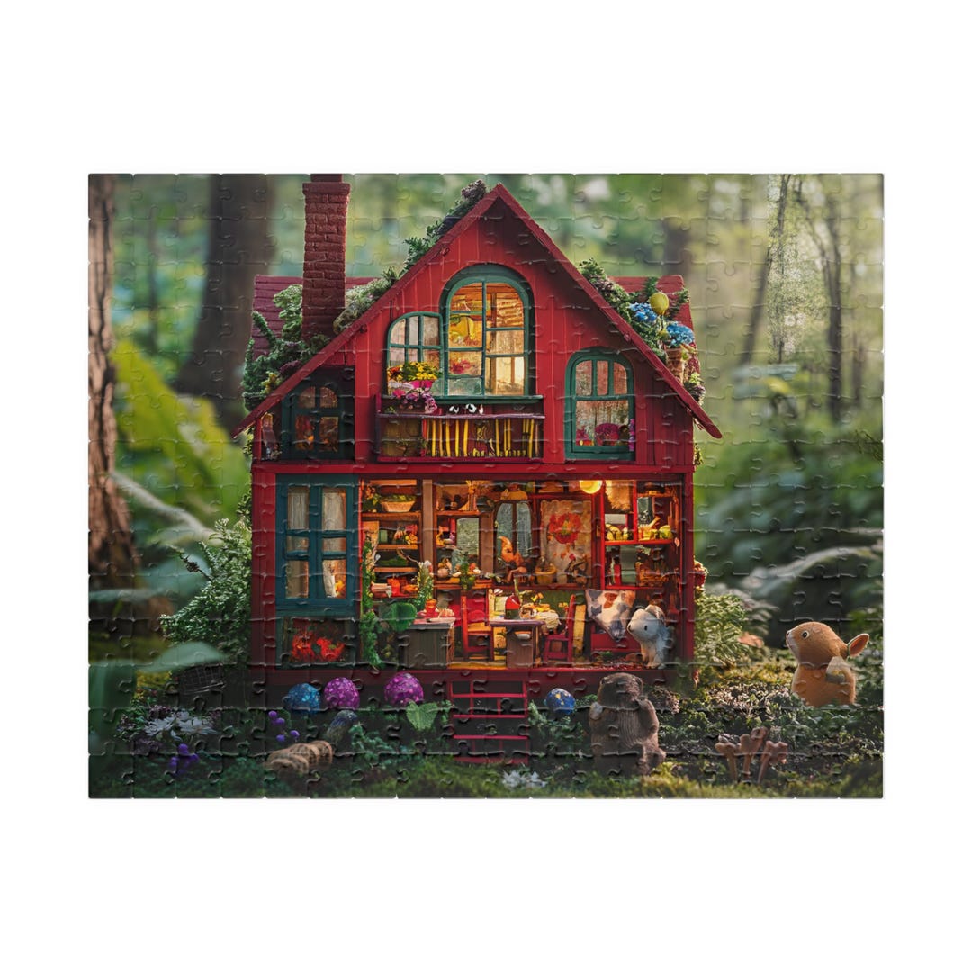 Puzzle Little Red Dollhouse in the Forest, Jigsaw Game Toy 252-piece ...