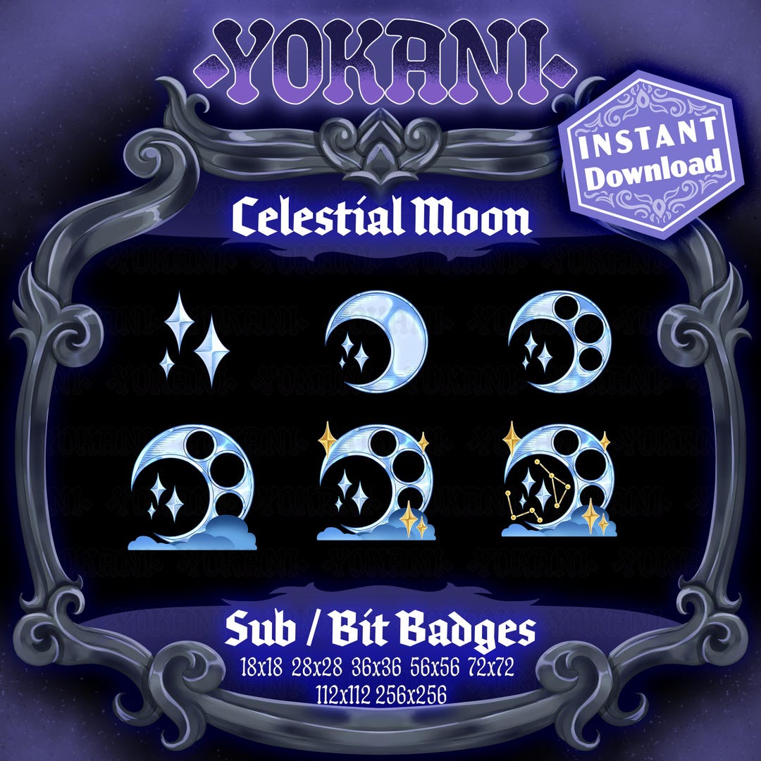 Celestial Moon Badges for Streamers: Twitch, Youtube, Discord, Tiktok ...