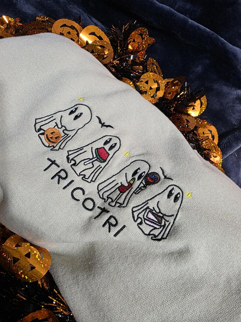 Tricotri Mexican Ghost Embroidered Sweatshirt | Cozy Unisex Halloween ...