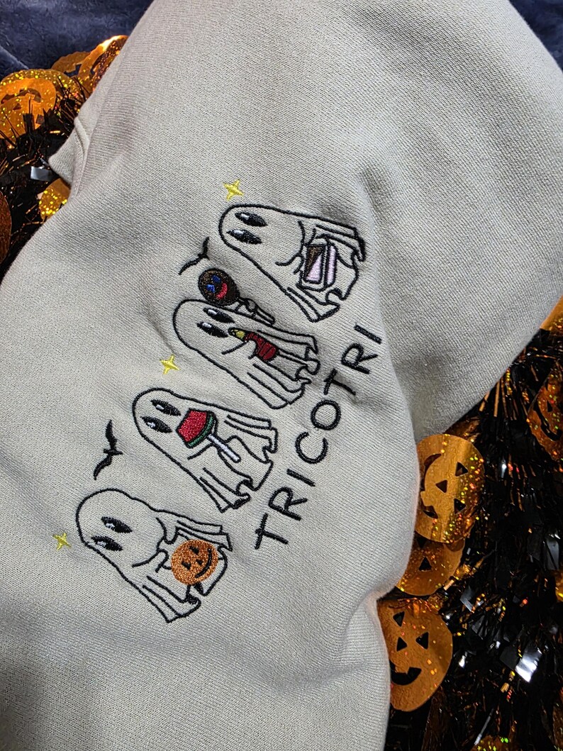 Tricotri Mexican Ghost Embroidered Sweatshirt | Cozy Unisex Halloween ...