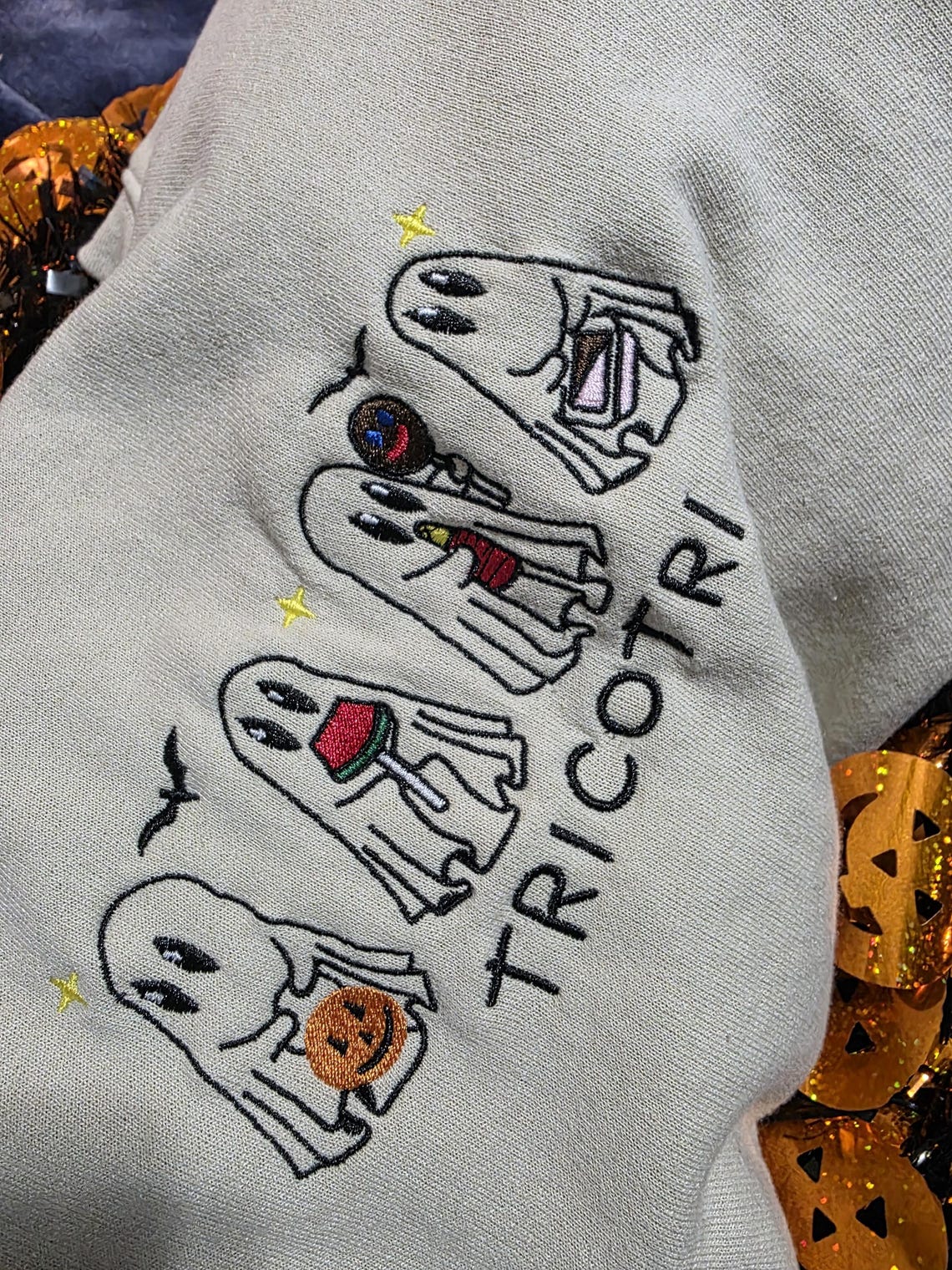 Tricotri Mexican Ghost Embroidered Sweatshirt | Cozy Unisex Halloween ...