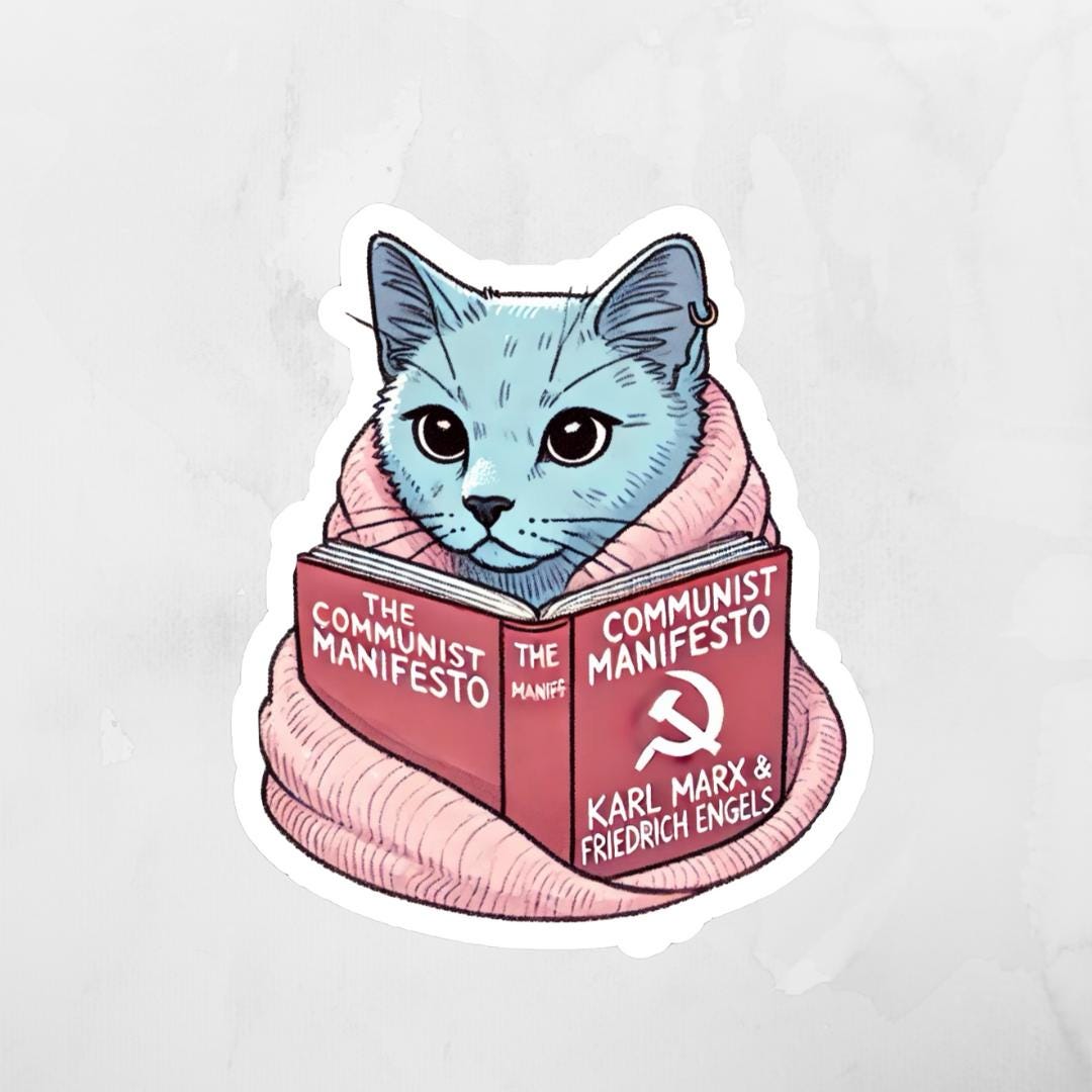 Communist Cat Vinyl Sticker – Marxist Aesthetic, Funny Political ...