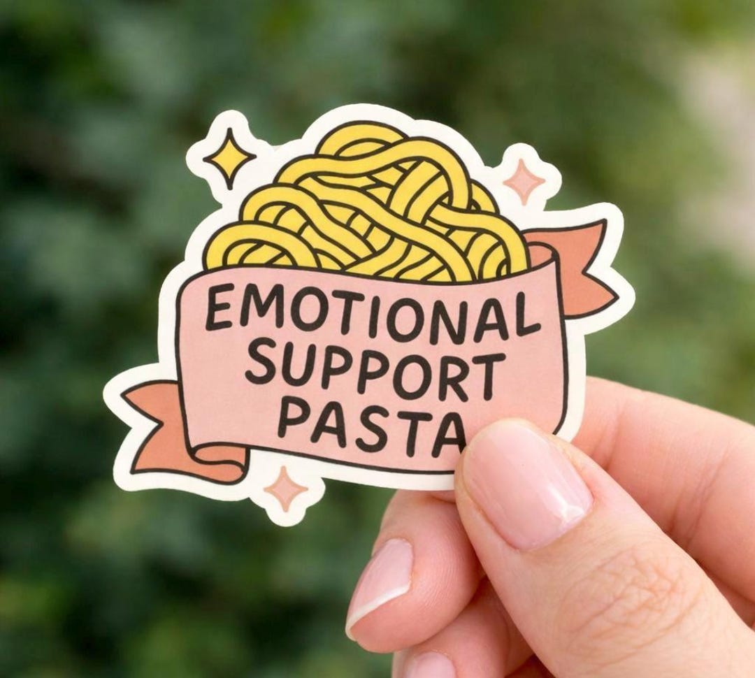 Emotional Support Pasta Sticker – Funny Comfort Food Decal - Etsy