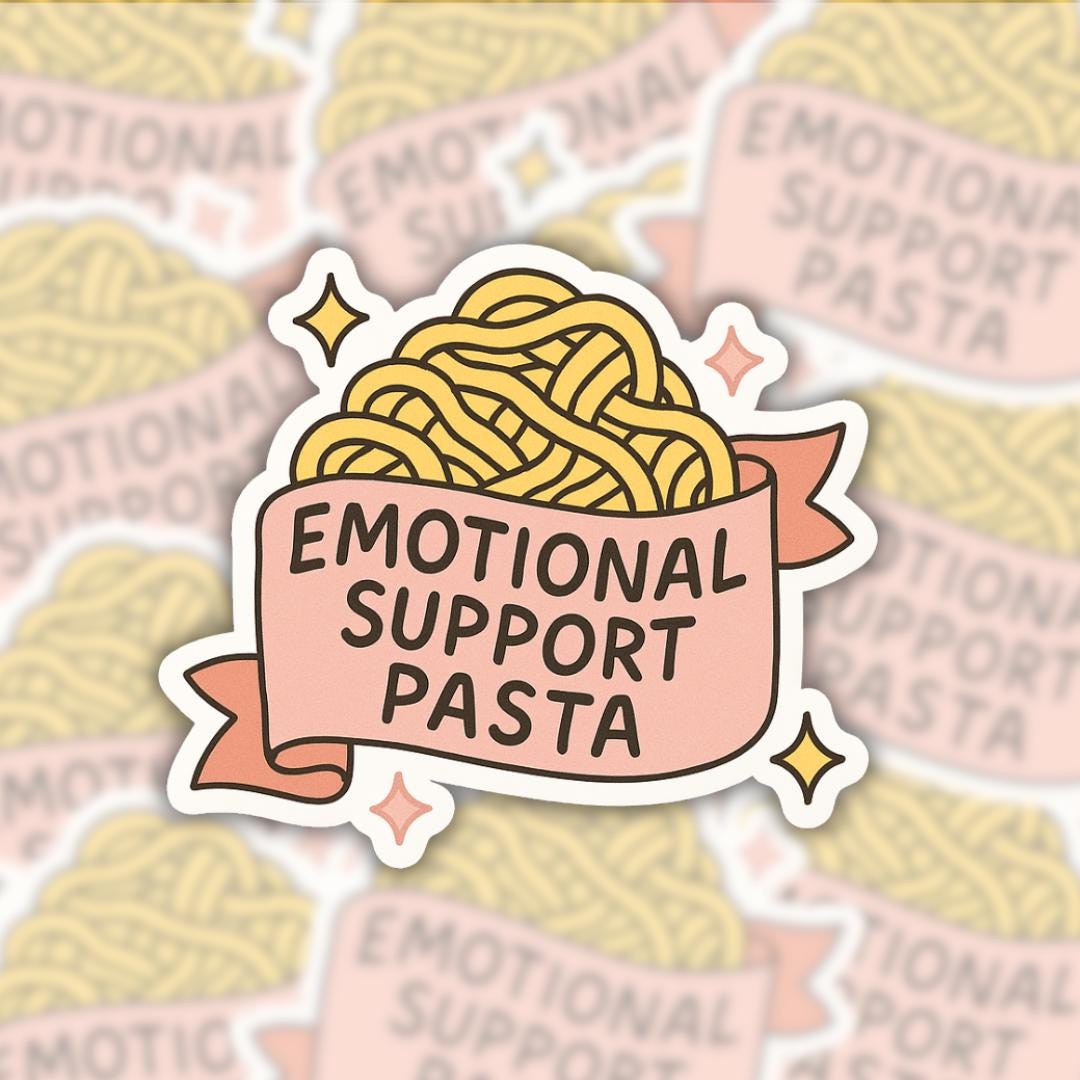 Emotional Support Pasta Sticker – Funny Comfort Food Decal - Etsy