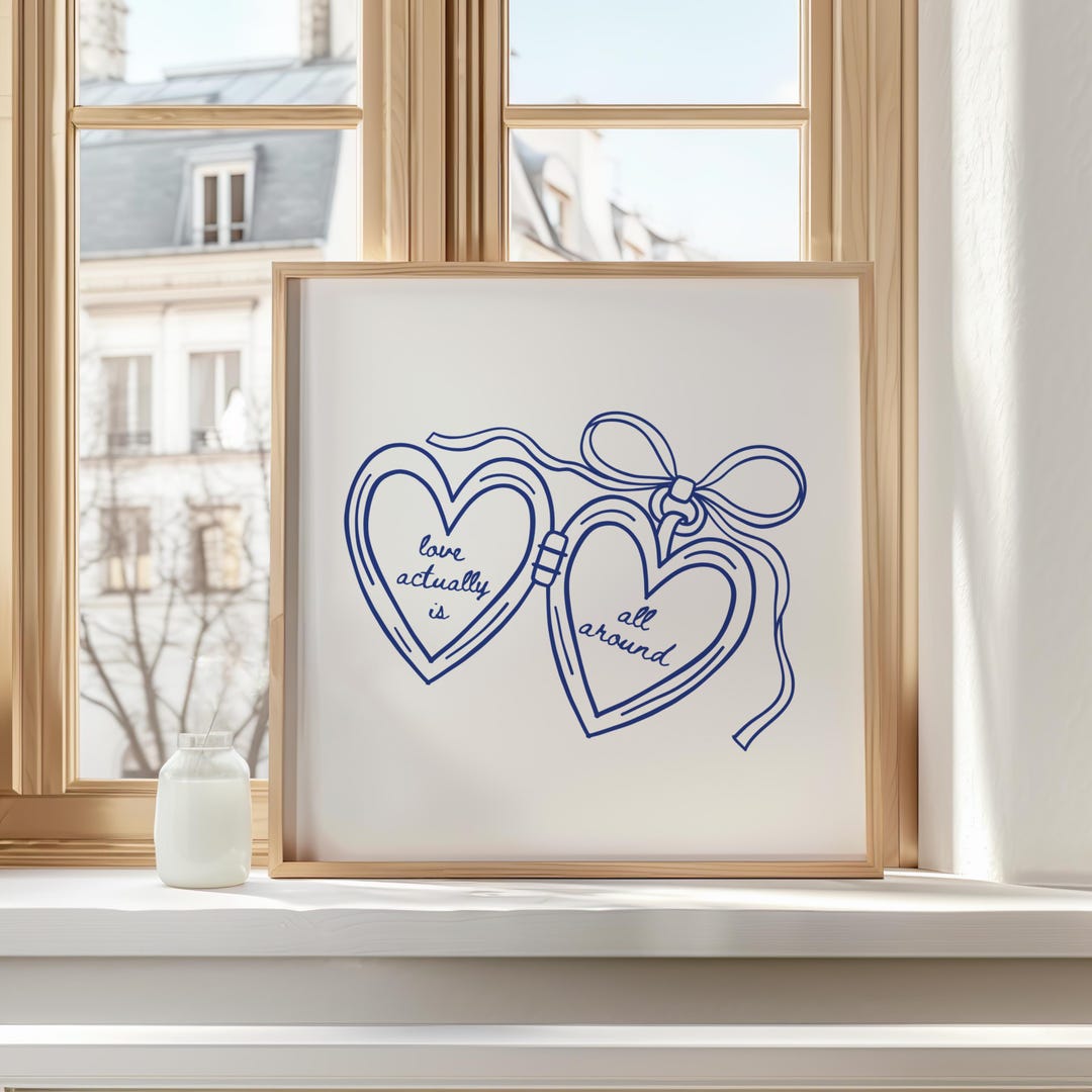 Love Actually Locket Art Print: Navy Blue Square Poster (digital ...