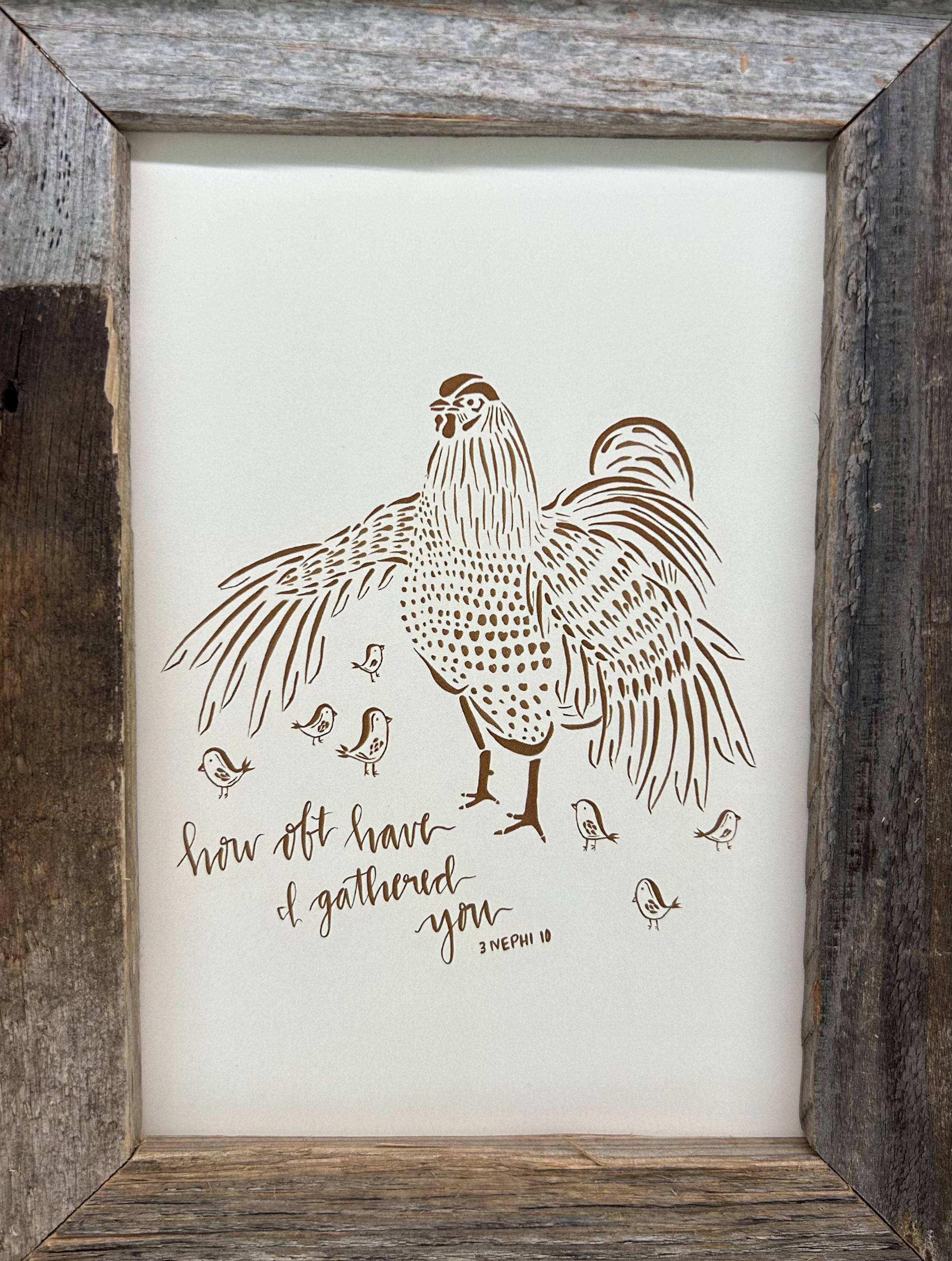 Printable Hen Gathering Chicks, INSTANT Digital Downloadable, Wall Art ...