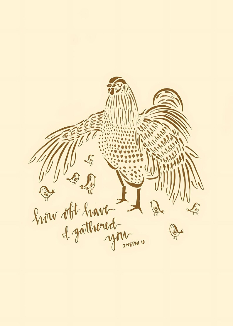 Printable Hen Gathering Chicks, INSTANT Digital Downloadable, Wall Art ...