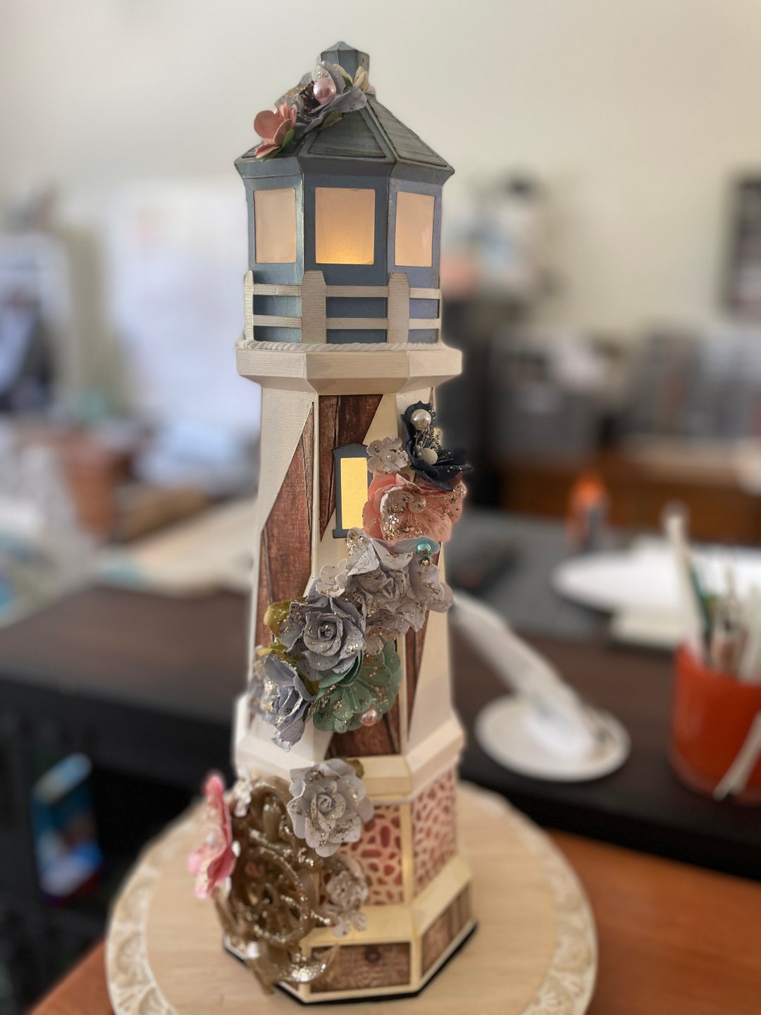Lighted Paper Structure: Lighthouse Nautical 3D Shabby Cic Vintage ...