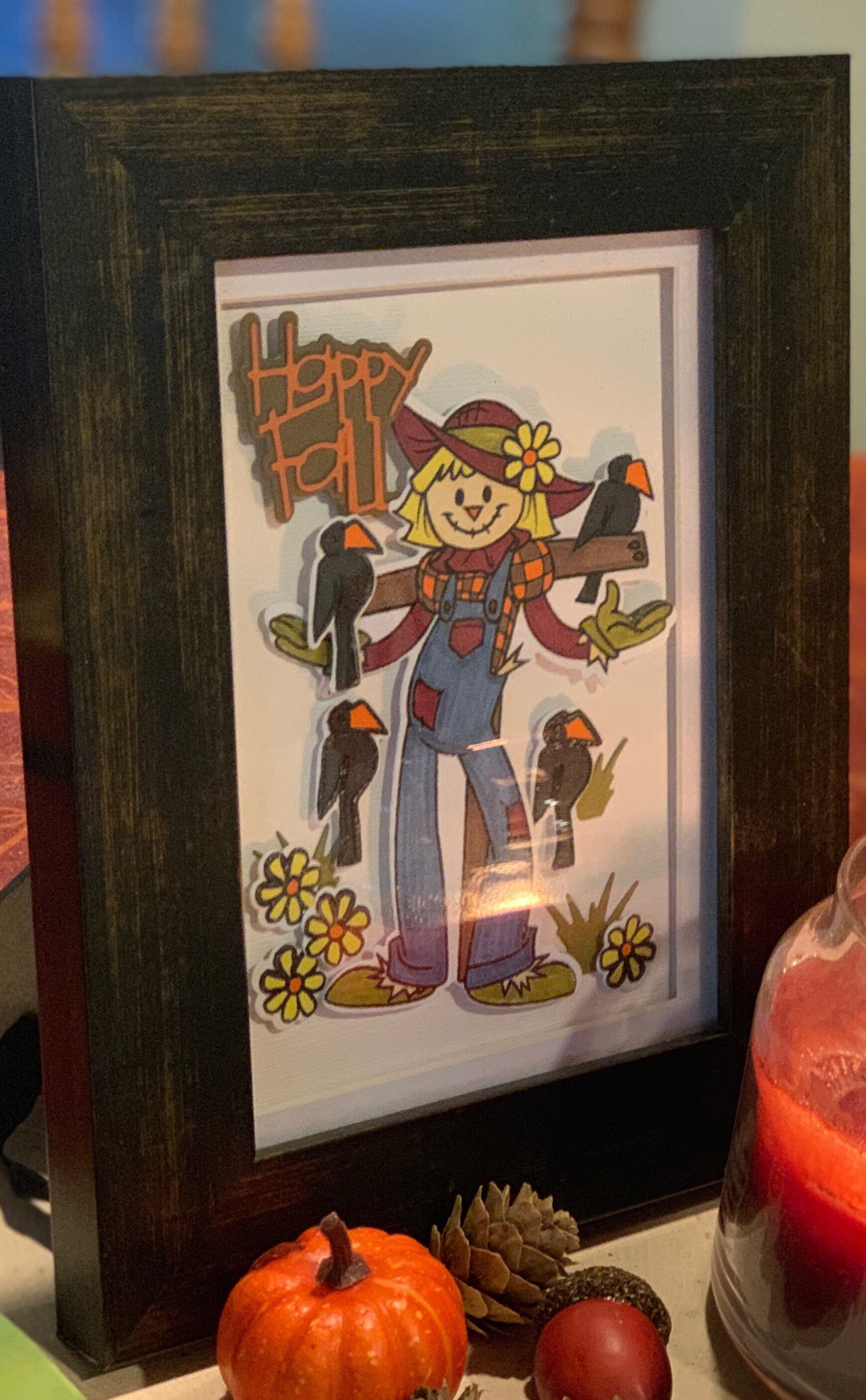 Happy fall scarecrow picture framed 5 x 7 | Etsy