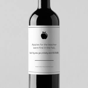 DIGITAL DOWNLOAD Funny Wine Label – Custom Teacher Gift, Humorous Wine ...