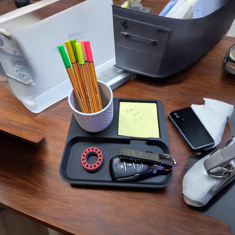 Minimalist Desktop Organizer Tray Set With Pen Holder, Sticky Note Pad ...