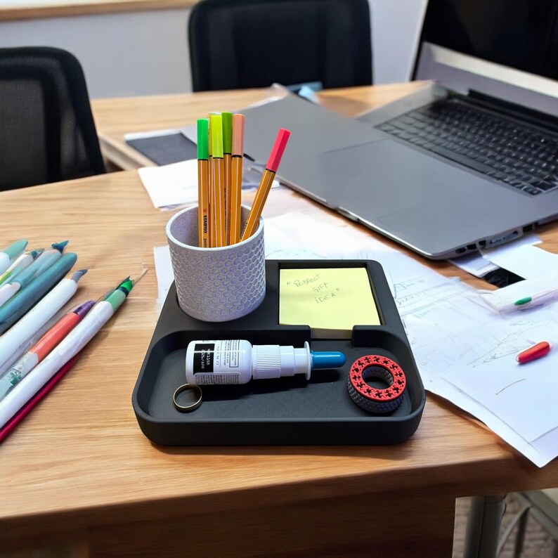 Minimalist Desktop Organizer Tray Set With Pen Holder, Sticky Note Pad ...