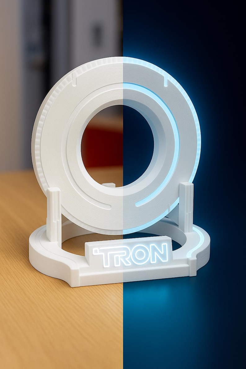 Tron White Edition Identity Disk & Stand – Glows Blue or Clear | Sci-fi ...