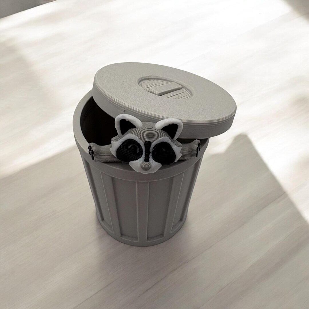 Cute Articulated Raccoon Small Trash Can - Interactive Fidget Toy, 3d ...