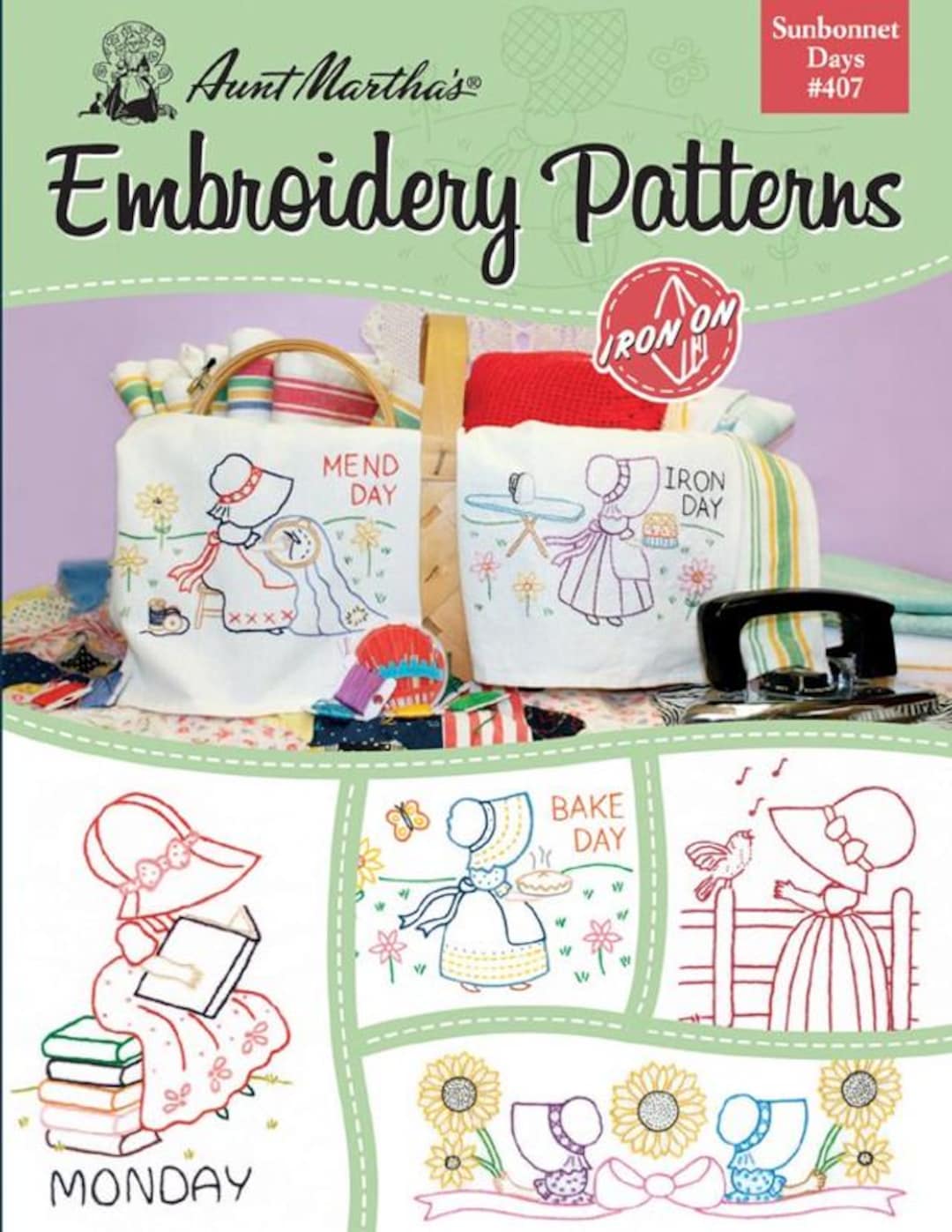 Aunt Martha's Book of Embroidery Patterns - #407 Sunbonnet Days - 8 ...